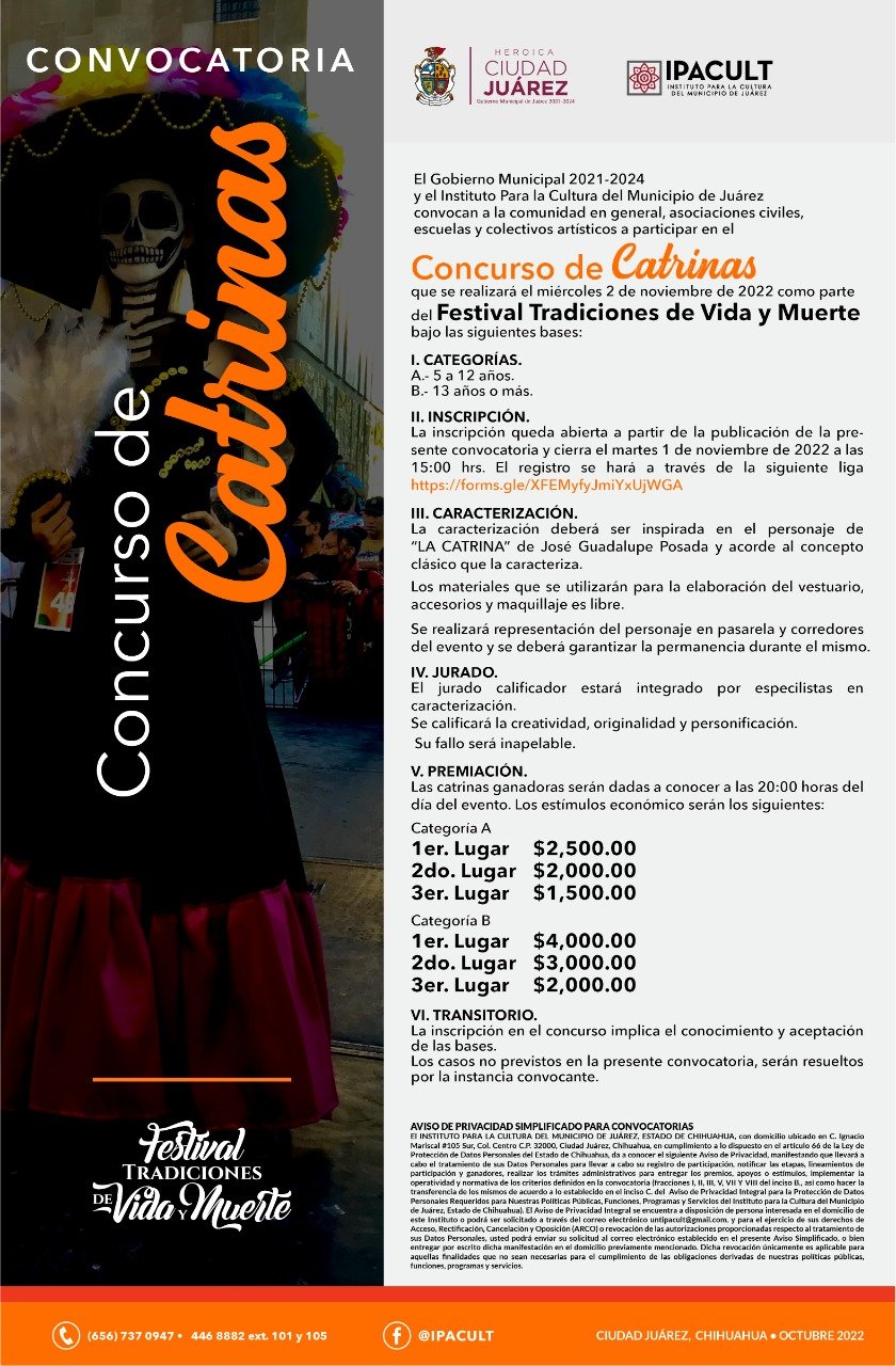 Abren convocatoria para concurso de Catrinas - Juárez Hoy Abren convocatoria para concurso de Catrinas - Juárez Hoy